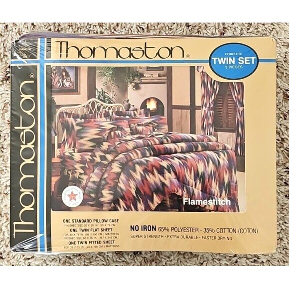 Thomaston | Bedding | Vtg Thomaston Flamestitch Twin Sheet Set ...